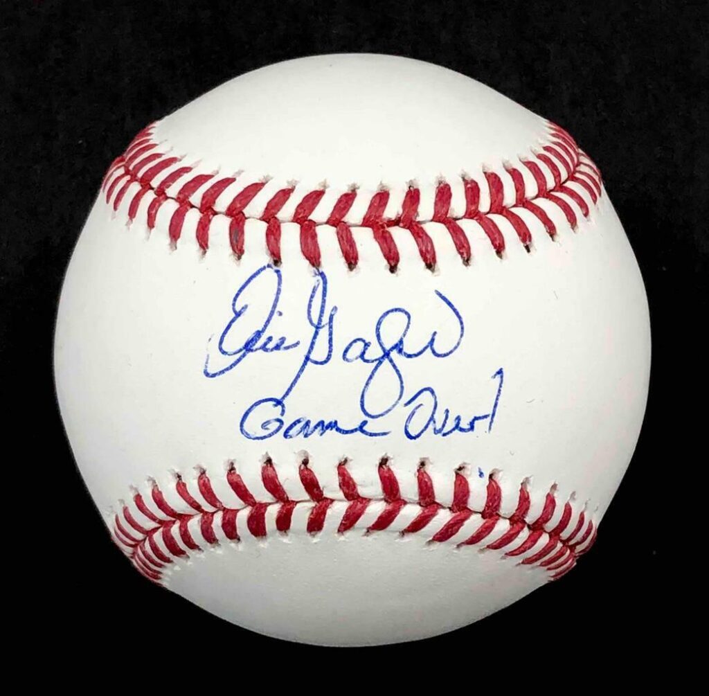 Eric Gagne signed Official Rawlings Baseball “Game Over” Inscription w ...